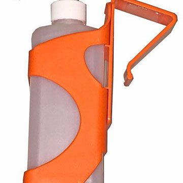 Overbed Bracket with hand sanitiser (orange) - Medical hire